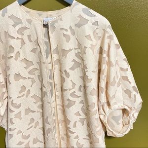 iRoo | Tops | Iroo Long Line Cardigan Mesh Faux Leather Trim Floral ...